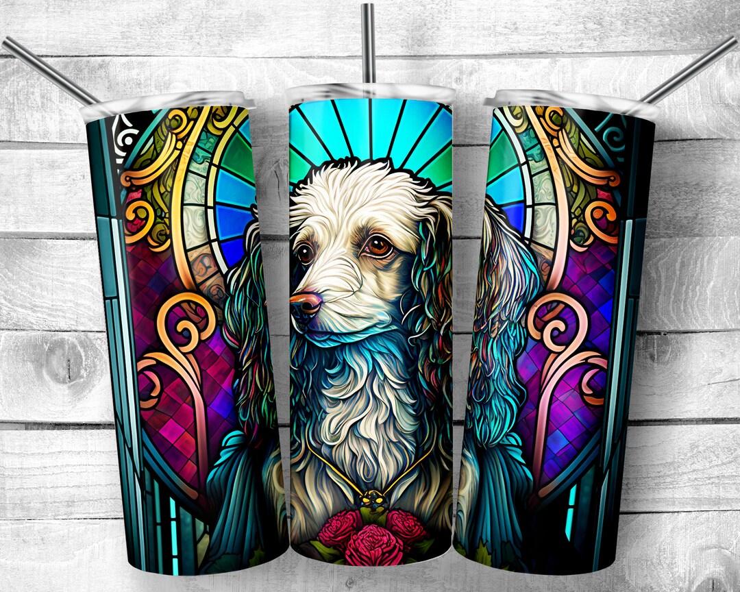 Chinese Crested Poodle Stained Glass 20oz Skinny Tumbler Design ...