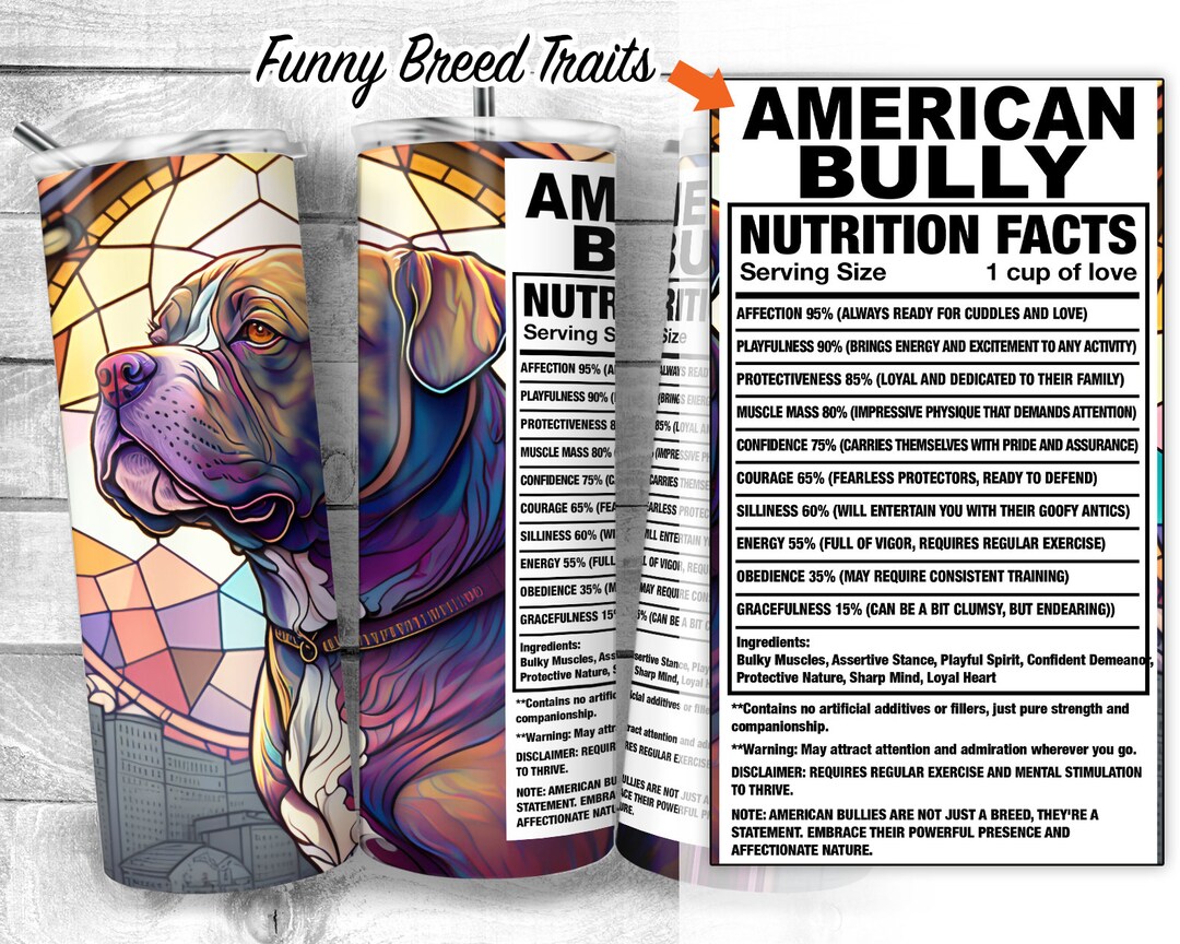 Faux Stained Glass American Bully 20oz Skinny Tumbler Design, American ...