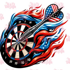 Flaming USA Dart PNG, Flaming Patriotic Darts Sublimation Design ...