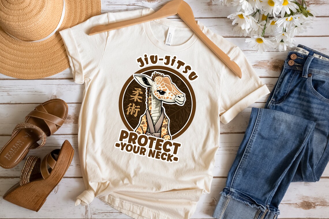 Protect Your Neck Jiu Jitsu Sublimation Design PNG, Cute Bjj Giraffe ...