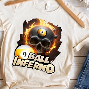 Nine Ball Inferno Png, Billiard Skull With 9 Ball Sublimation Design ...