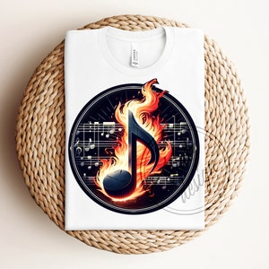 Flaming Rock Music Clef PNG, 3d Music Note Sublimation Design, Big ...