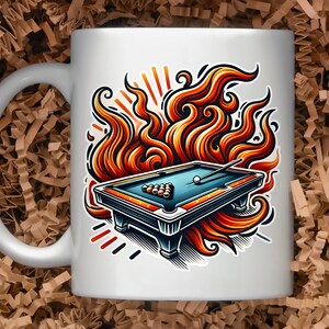 Flaming Billiards Table PNG, Pool Table Sublimation Design, Vivid ...