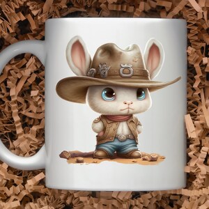 Cute Bunny With Cowboy Hat Png, Western Themed Rabbit Sublimation ...
