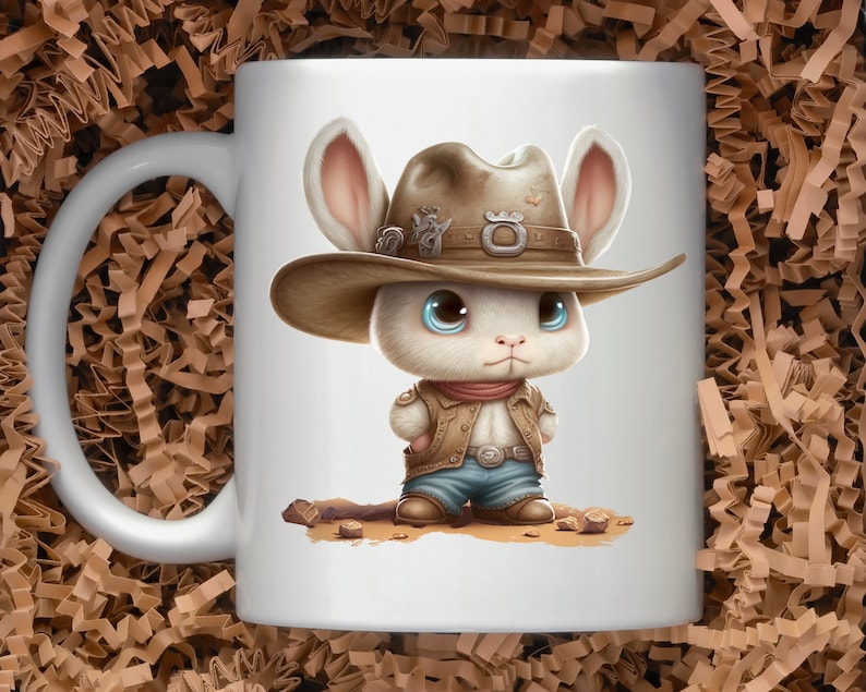 Cute Bunny With Cowboy Hat Png, Western Themed Rabbit Sublimation ...