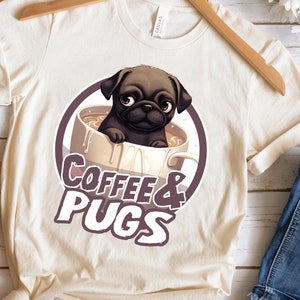 Coffee and Pugs PNG | Black Pug Dog in a Coffee Cup Sublimation Design ...