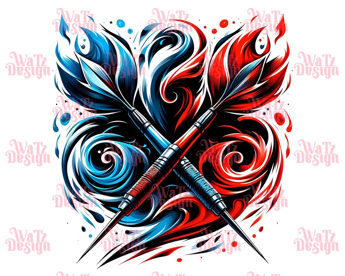 Dynamic Fire and Ice Dart Design | Red and Blue Darts Sublimation PNG ...