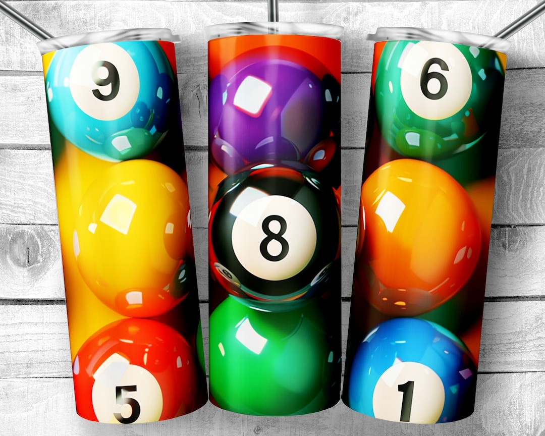 Colorful Billiards Balls 20 Oz Skinny Tumbler Sublimation Design ...