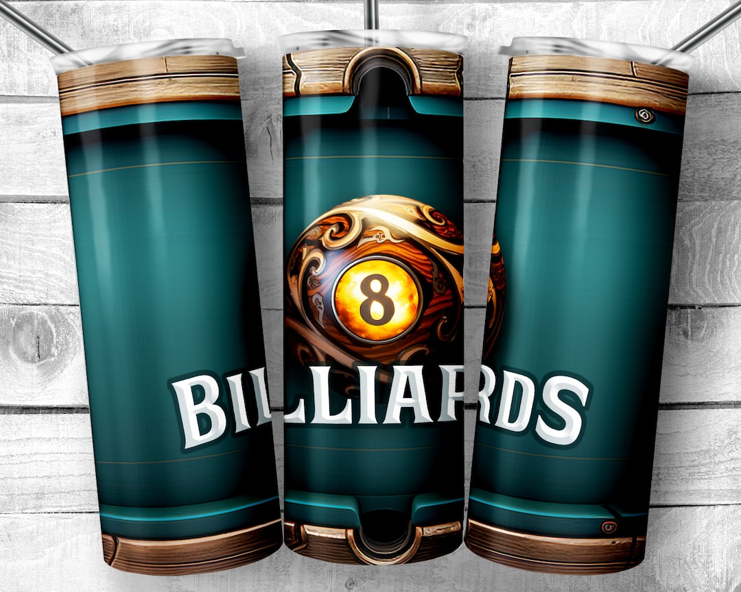 Pool Ball on Billiards Table 20 Oz Skinny Tumbler Sublimation Design ...