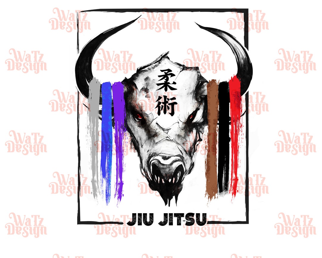 Brazilian Jiu Jitsu Bull Belt Colors Sublimation Design, Raging Bull ...