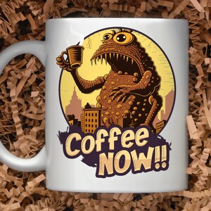 Coffee Now!! Gigantic Monster Png, Vintage Coffee Creature Sublimation ...