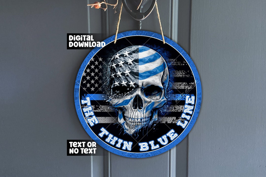 Police Flag Skull Design, Police Blue and Flag Sign for Wreath Center ...