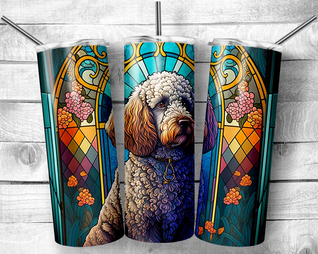 Poodle Stained Glass 20oz Skinny Tumbler Design, French Poodle Ornate ...