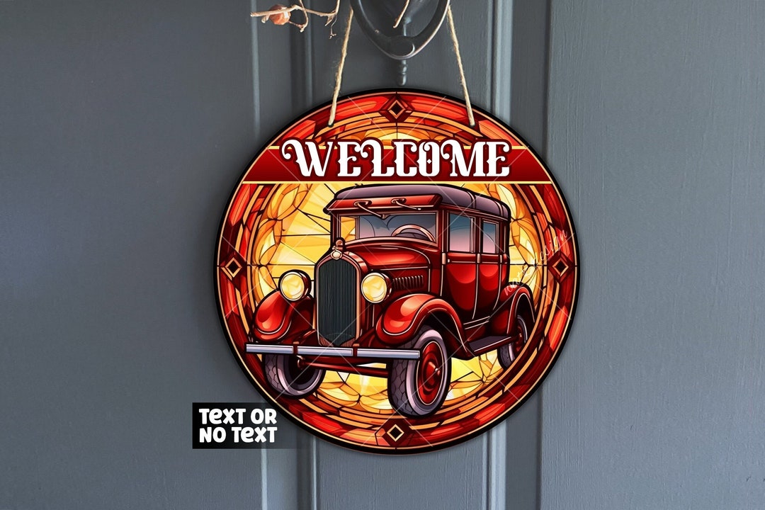 Vintage Red Fire Department Stained Glass Door Hanger Design ...