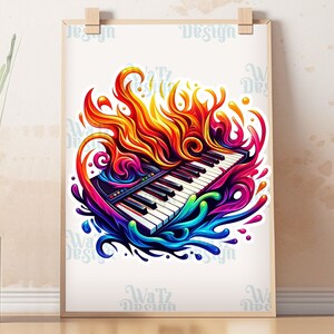 Colorful Flaming Piano Keys PNG - Vibrant Music Keyboard Sublimation ...