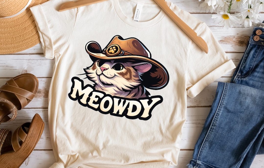 Cute Meowdy Cowboy Cat Png, Western Kitten Sublimation Design, Funny ...