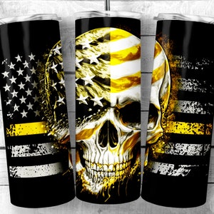 Dispatcher Flag Patriotic Skull 20oz Skinny Tumbler Design | Thin ...