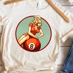 Sexy Blonde Vintage Pin-up Model With Eight Ball Png Sublimation Design ...
