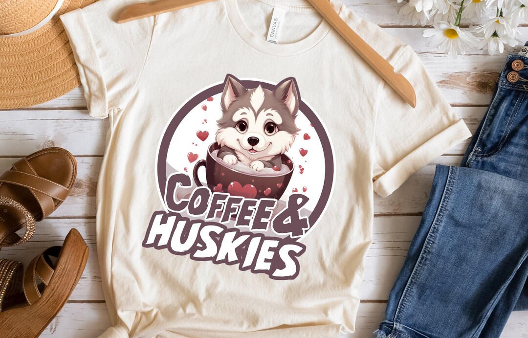 Coffee and Huskies PNG | Chibi Husky Dog in a Coffee Cup Sublimation ...
