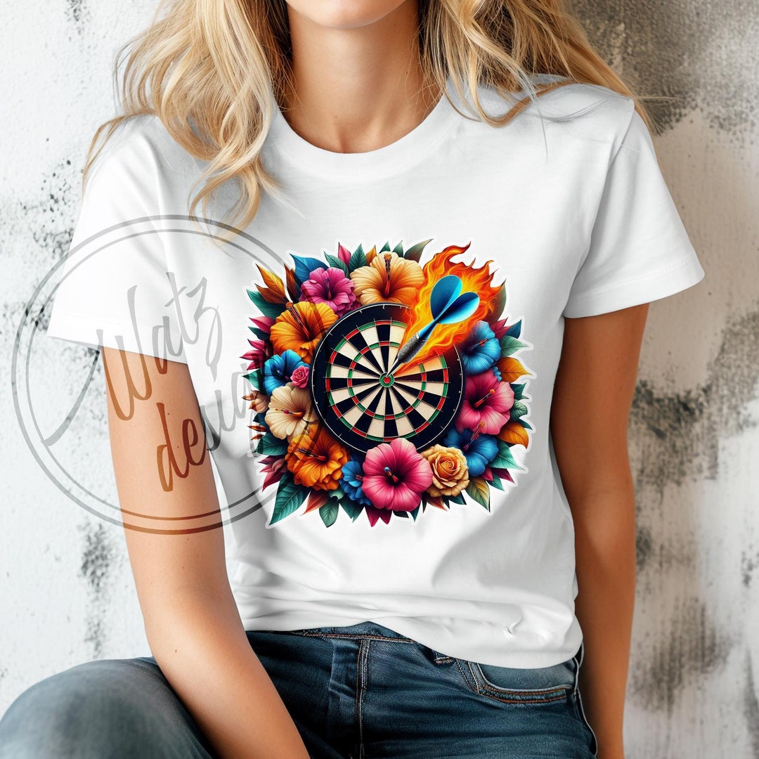 Flaming Dartboard With Tropical Blooms PNG, Vibrant Dart Sublimation ...