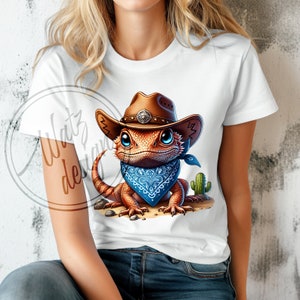 Cute Cowboy Lizard PNG - Western Themed Baby Reptile Sublimation Design ...