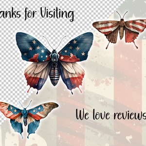 Vintage Patriotic Butterfly Moths Clipart Bundle - American Flag ...