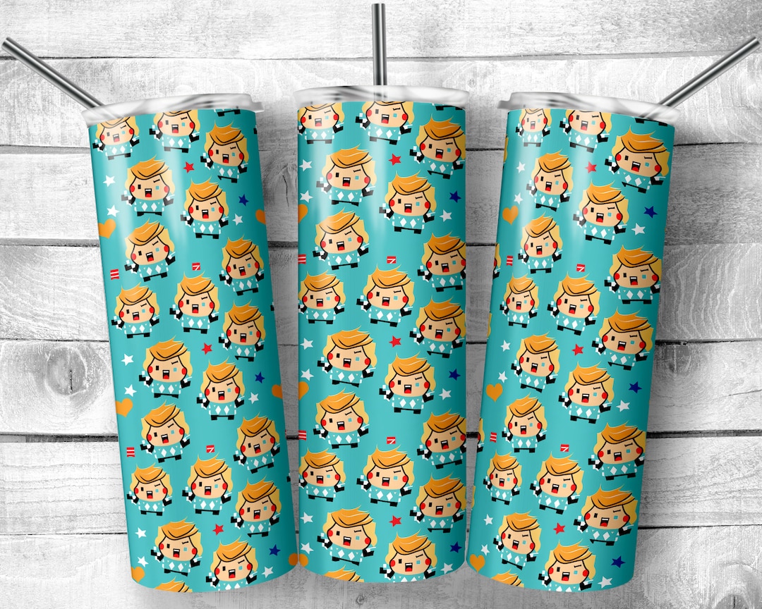 Kawaii Trump Pattern 20oz Skinny Tumbler Design, Funny Trump 2024 ...