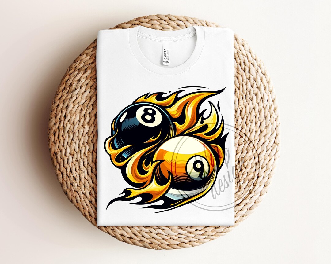 Flaming 8 Balls Png, Flaming Billiards Balls Sublimation Design, Eight ...