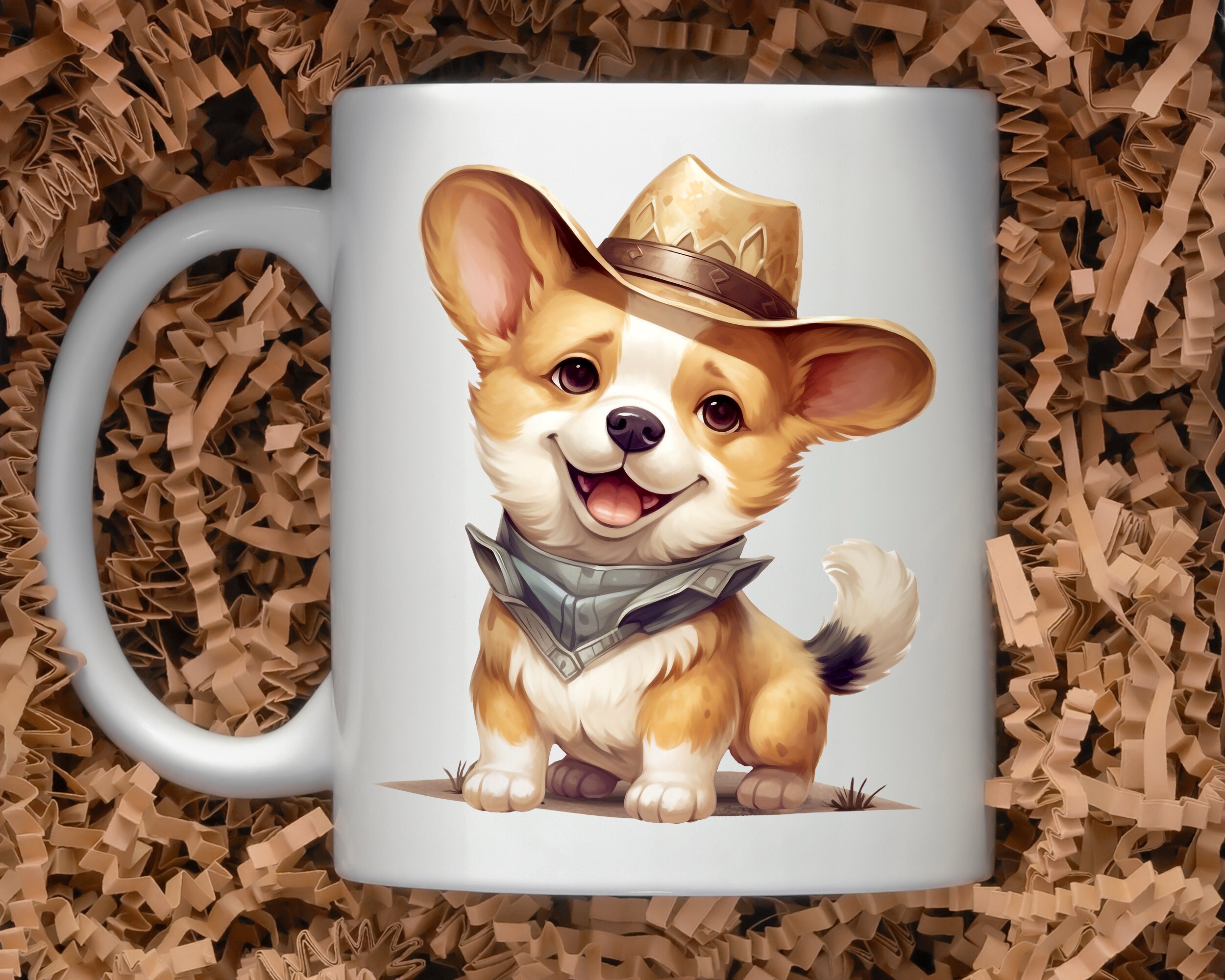 Western Themed Cute Corgi With Cowboy Hat PNG | Cartoon Corg Puppy Wild ...