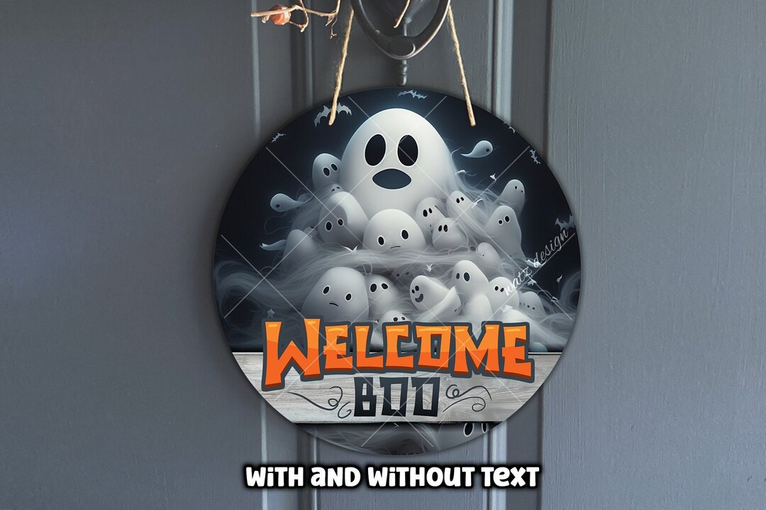 Halloween Welcome Boo Ghost Cluster Door Hanger | Whispy Spirts Haunt ...