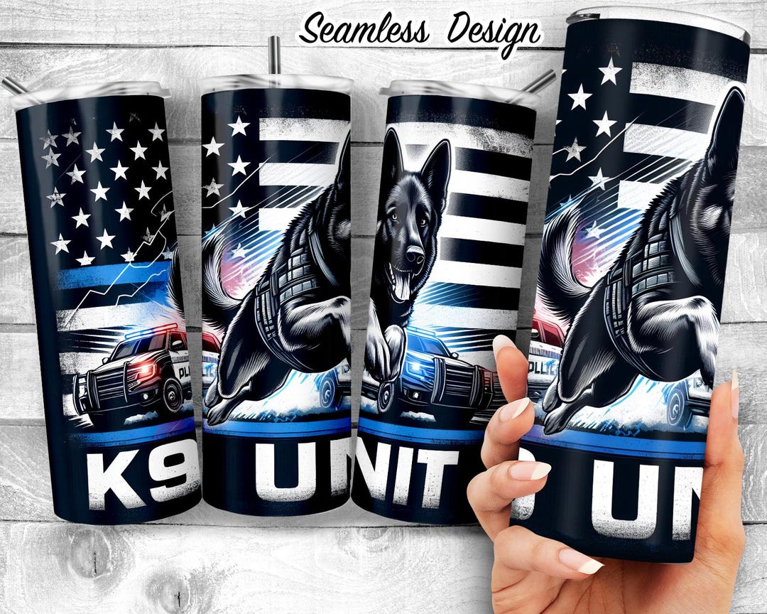 K9 Unit German Shepherd 20oz Skinny Tumbler Design | Police Dog Thin ...