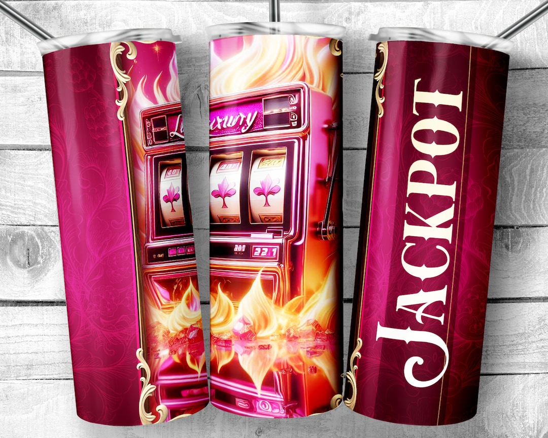 Hot Pink Slot Machine on Fire 20oz Skinny Tumbler Sublimation Design ...