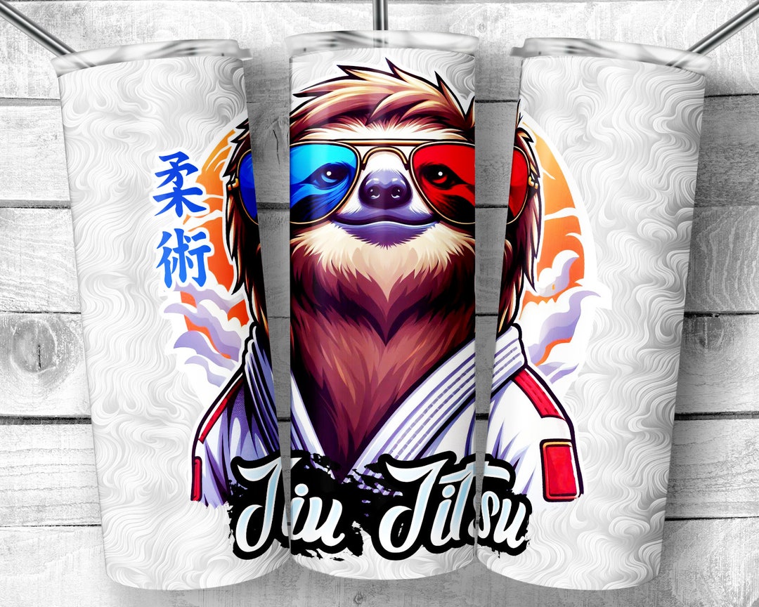 Jiu Jitsu Sloth 20 Oz Skinny Tumbler Sublimation Design, Bjj Sloth With ...