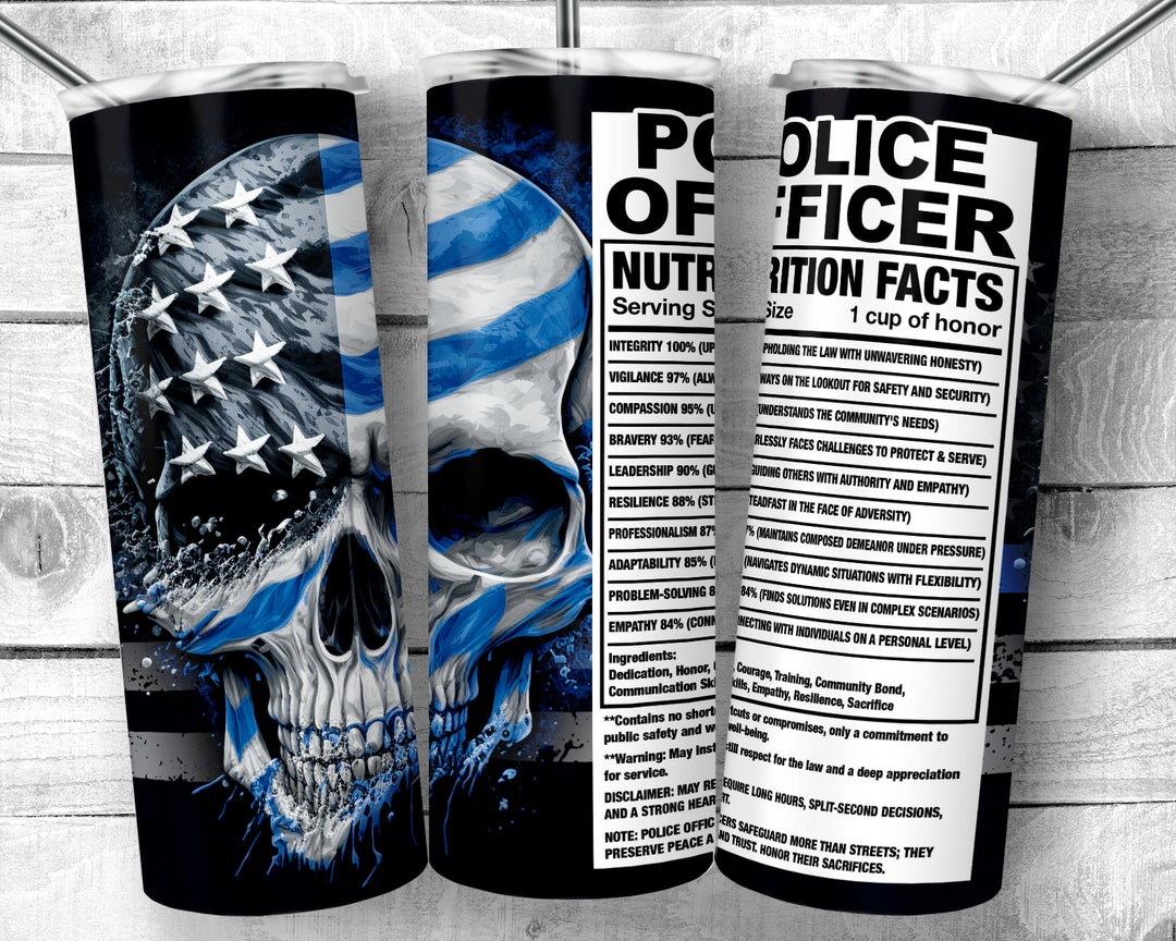 Police Skull 20oz Skinny Tumbler Design, Police Officer Facts, Cop ...