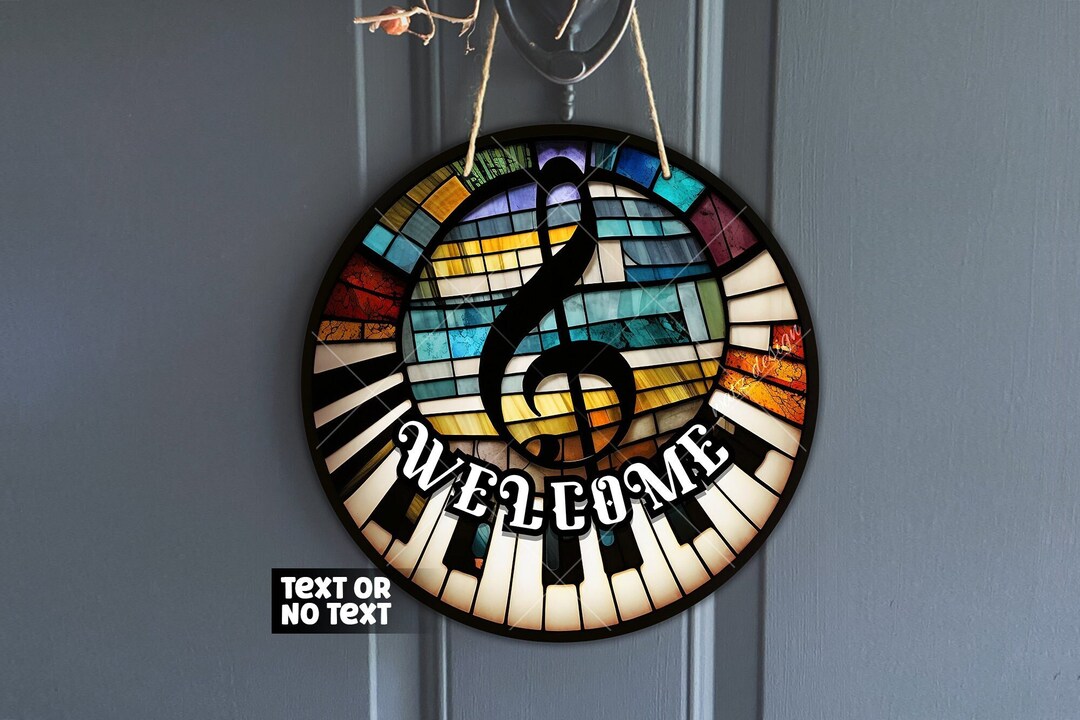 Piano Keys Faux Stained Glass Door Hanger Design - Musical Keyboard ...