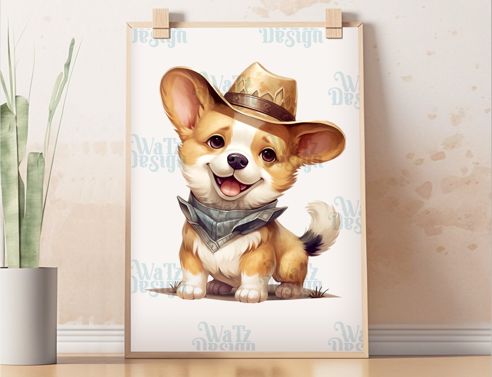 Western Themed Cute Corgi With Cowboy Hat PNG | Cartoon Corg Puppy Wild ...