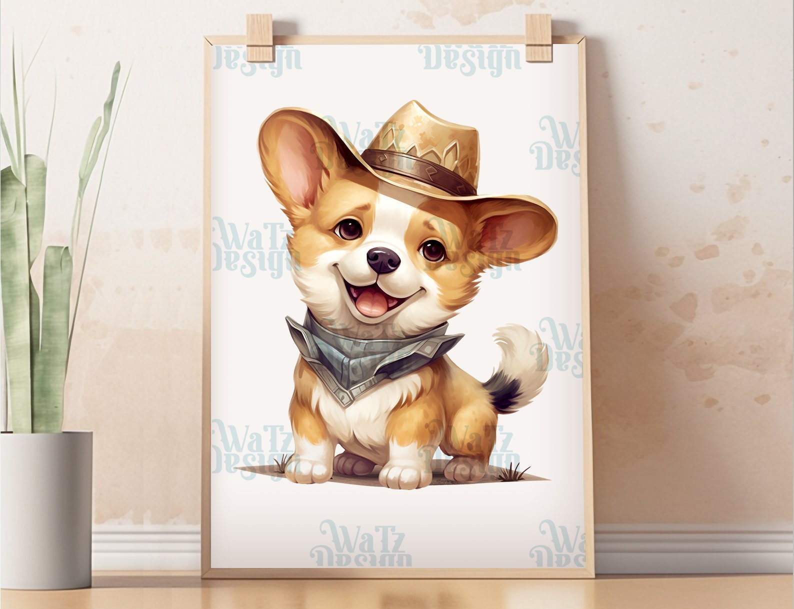 Western Themed Cute Corgi With Cowboy Hat PNG | Cartoon Corg Puppy Wild ...