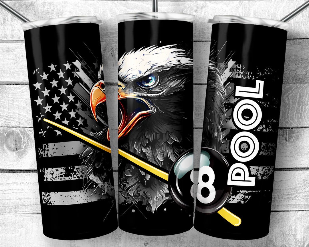 Vintage Billiards Eagle 20oz Skinny Tumbler Sublimation Design, Retro ...