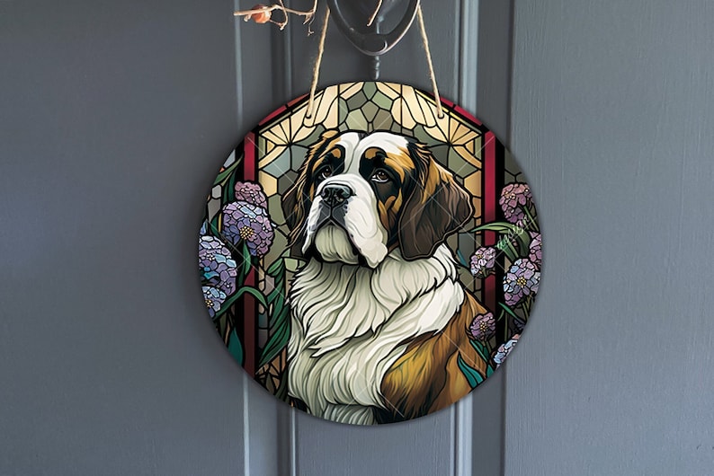 Vintage Faux Stained Glass St. Bernard Design Alpine Mastiff - Etsy