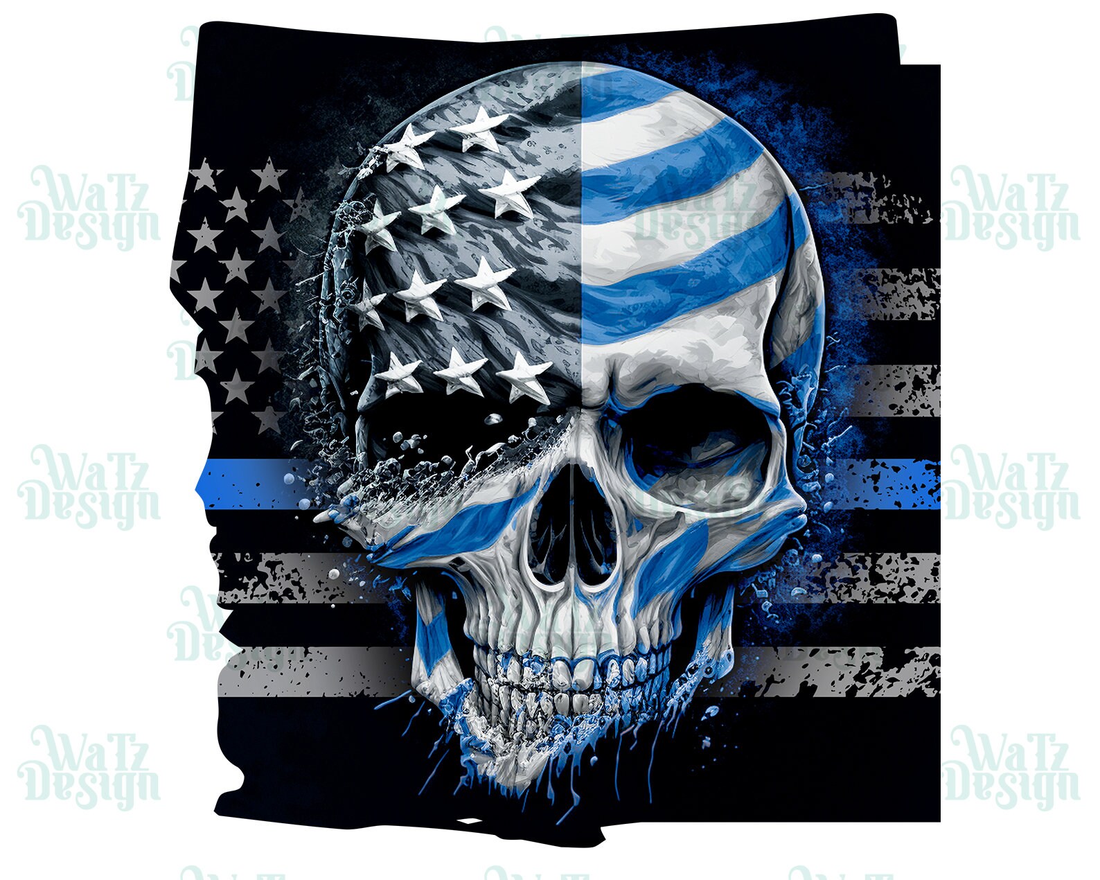 Police Flag Patriotic Skull Png,american Flag on Skull Png, Officer ...