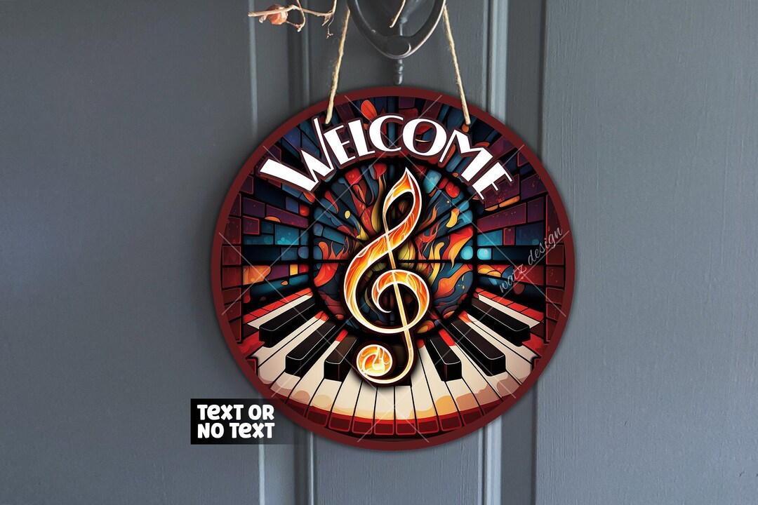 Piano Keys Faux Stained Glass Door Hanger Design - Musical Keyboard ...