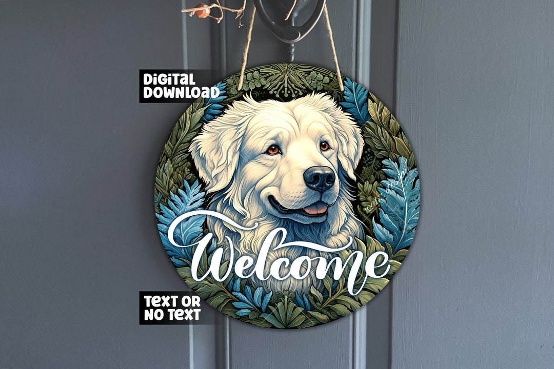 Faux Stained Glass Great Pyrenees Sign, Round Vintage Pyrenees Sign for ...