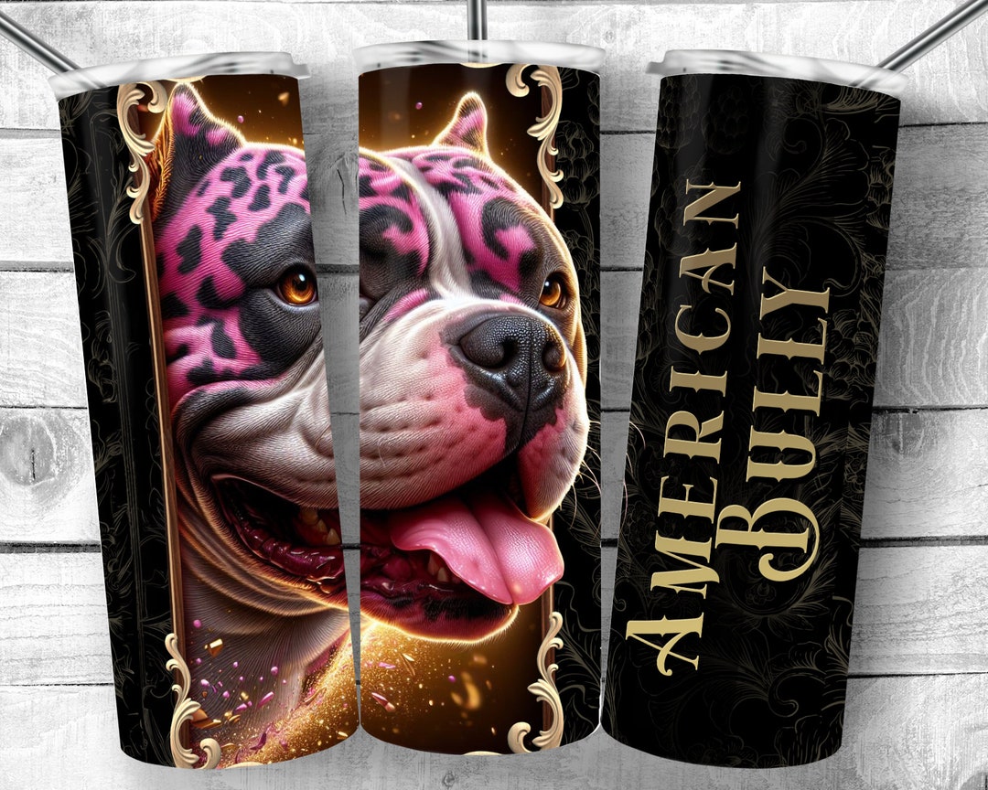 American Bully With Leopard Pattern 20oz Skinny Tumbler Design, Bully ...