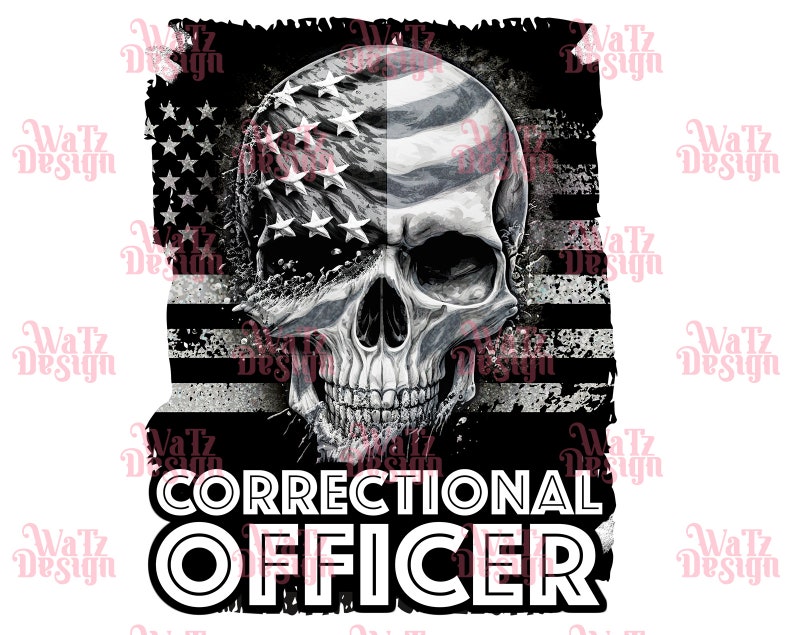 Correctional Officer Skull American Flag PNG, Patriotic Correctional ...