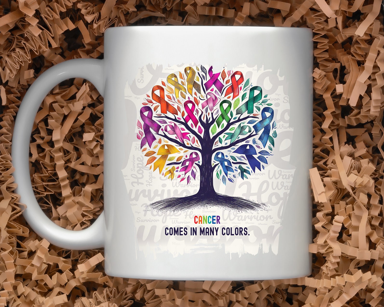 Cancer Comes in Many Colors Png, Cancer Awareness Ribbon Tree Design ...