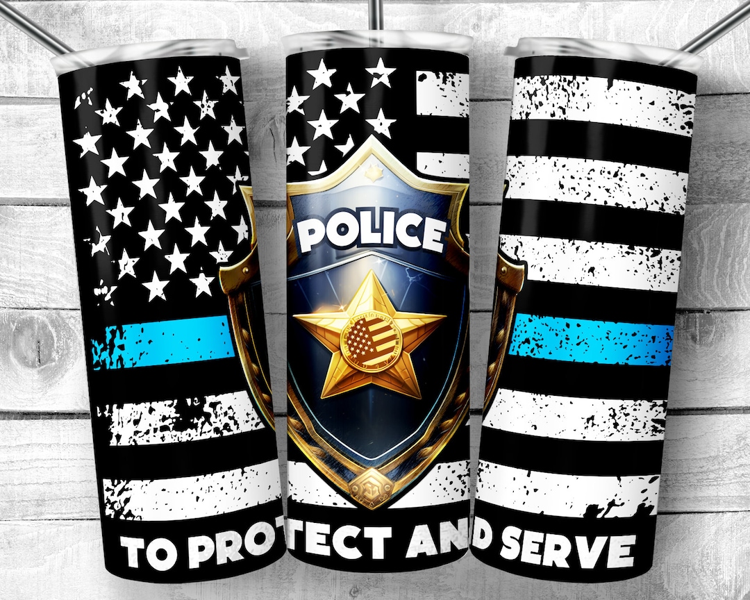 Police Patriotic Badge 20oz Skinny Tumbler Design,american Flag on Law ...