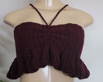 Crochet Ruffle Crop Top - Etsy
