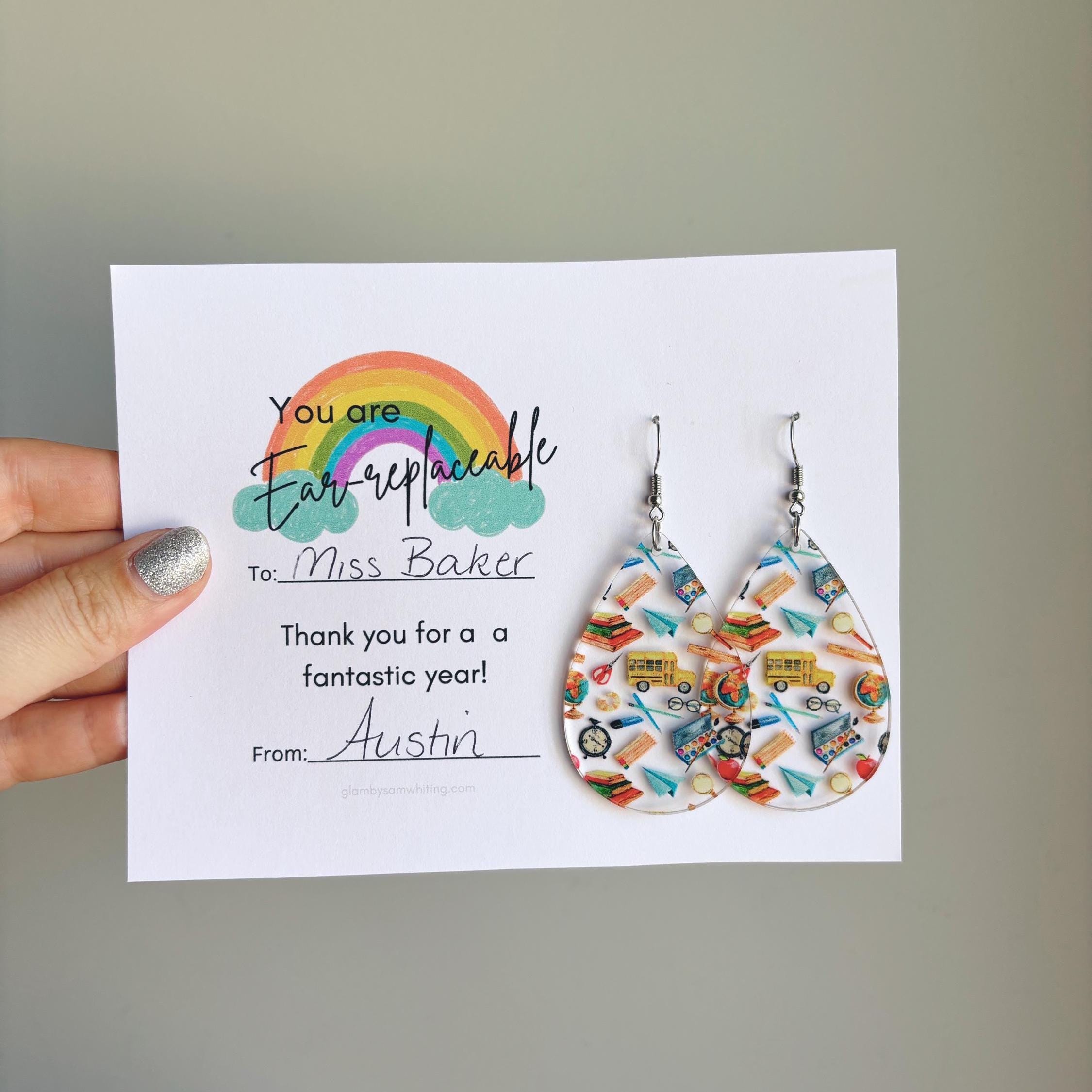 Teacher Earring Gift Tag Printable // Digital Download - Etsy