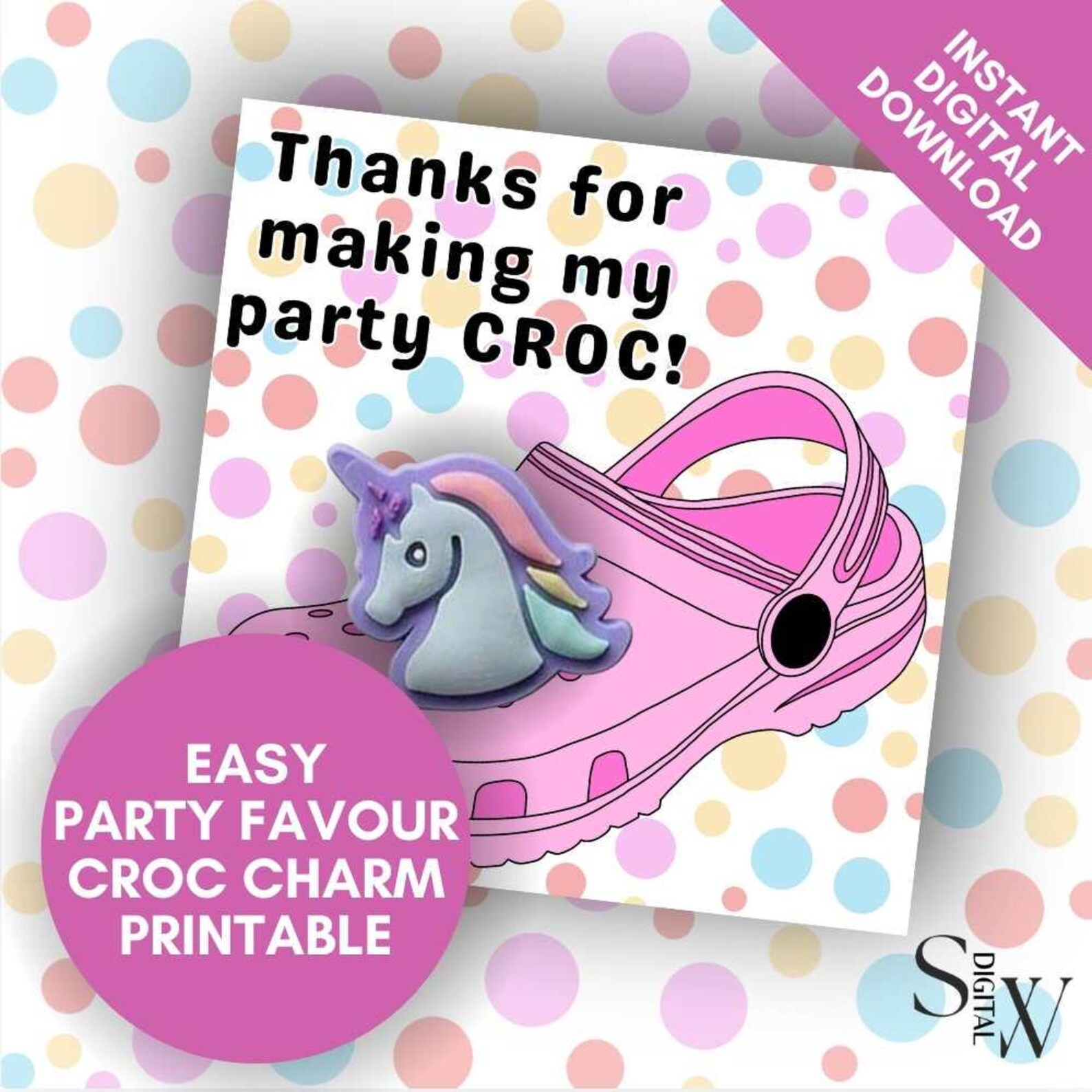 Croc Charm Printable Gift Card: Party Favor Jibbitz (digital Download ...