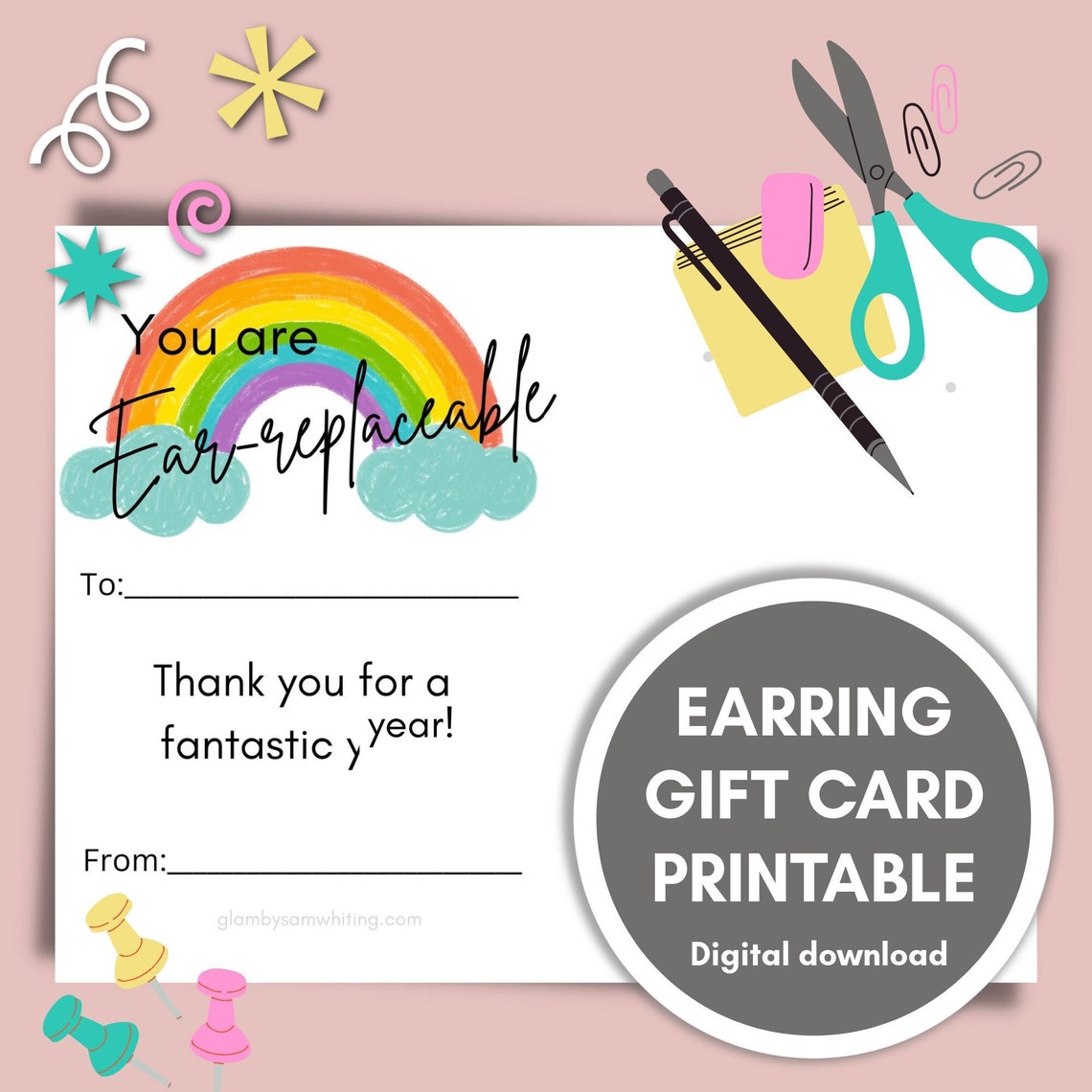 Teacher Earring Gift Tag Printable // Digital Download - Etsy